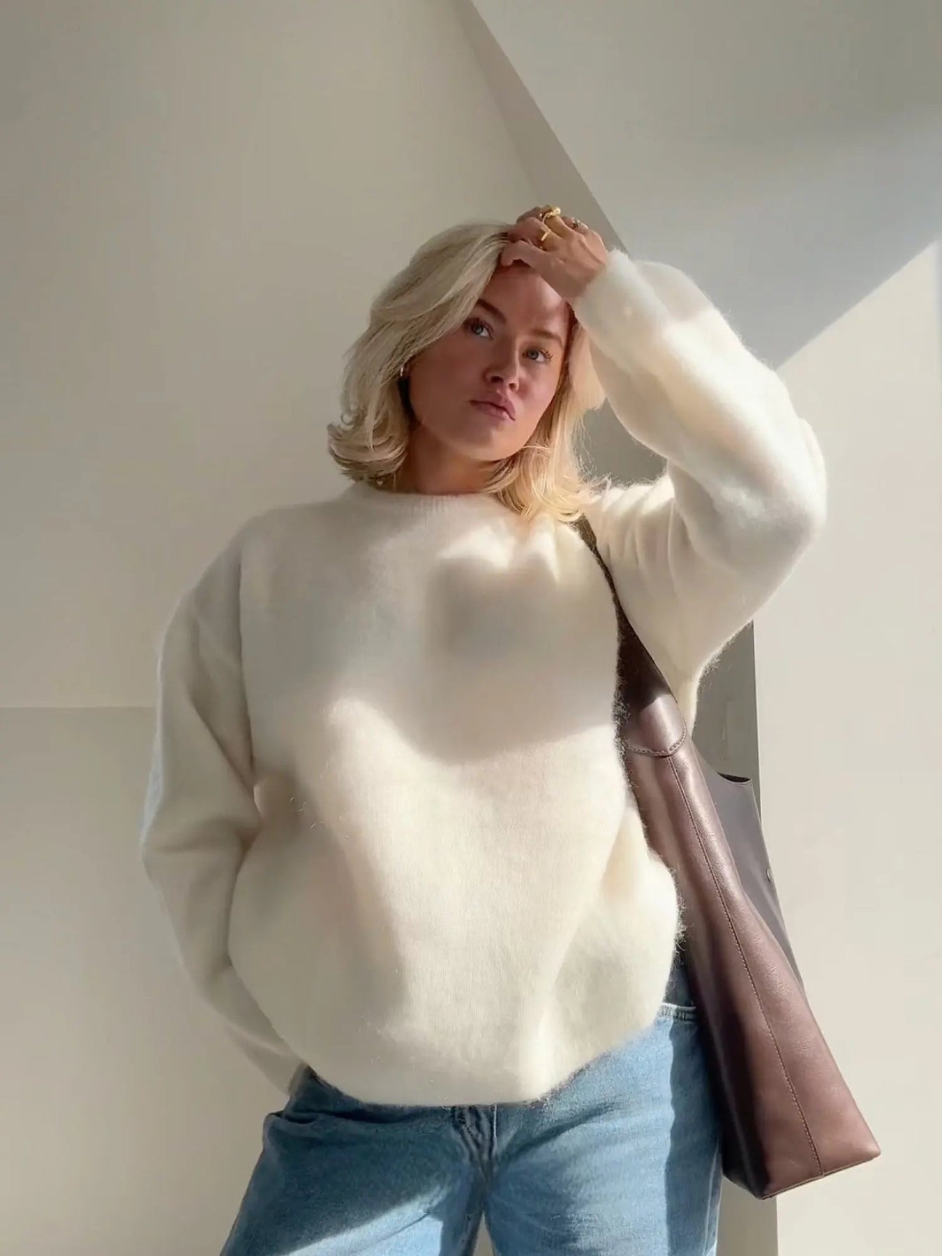 Fluffy Jumper - Oversized - Pullover - Knitted Sweater - Women's Knitw – Grace Aura